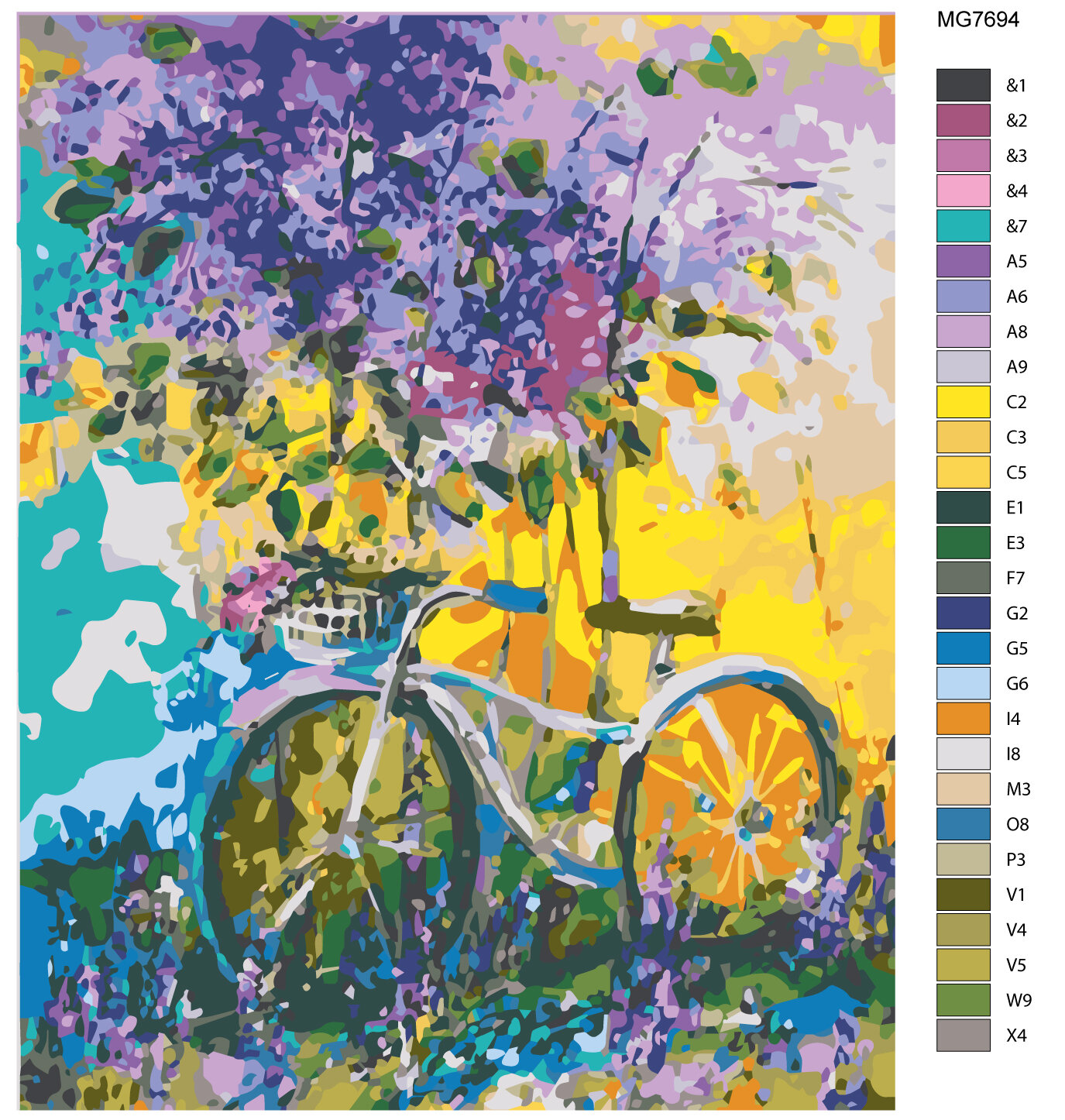 Картина по номерам "Велосипед в зарослях лаванды" MG7694 40_50