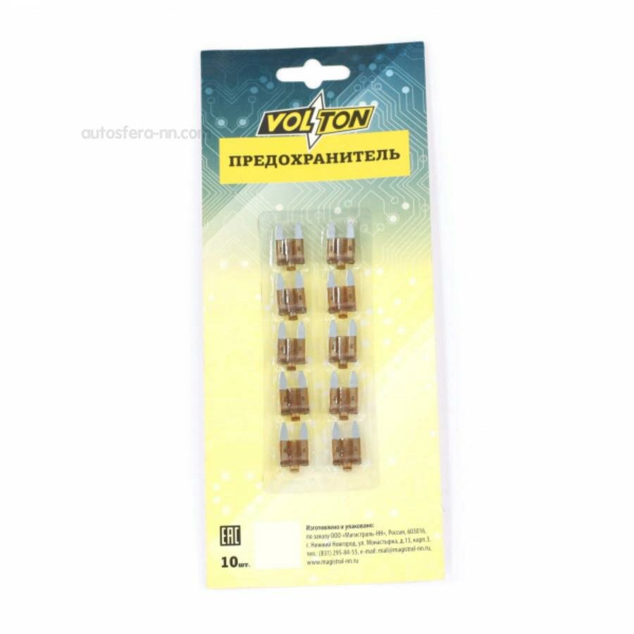 VOLTON VLT1201475A Предохранитель 7,5 А MINI с индикатором LED "VOLTON" блистер 10 шт.