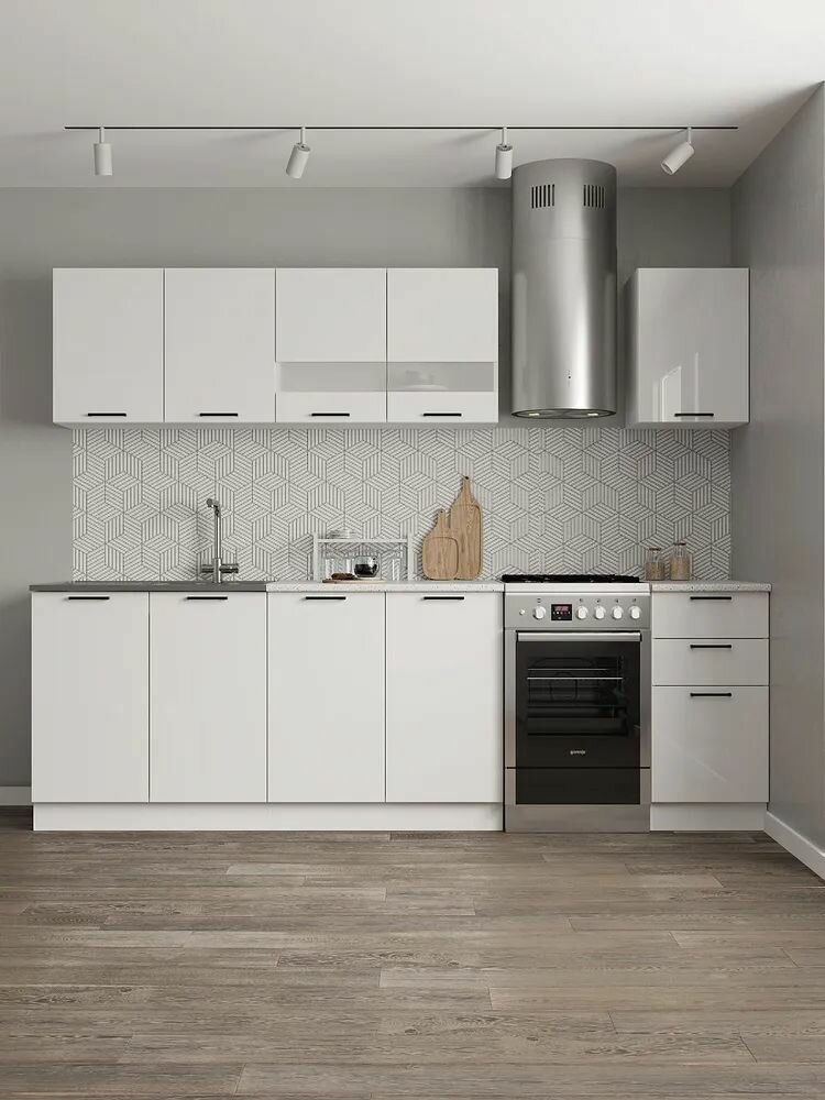 Кухня Дуся 2,0 Белый Бриллиант(глянец)/Белый