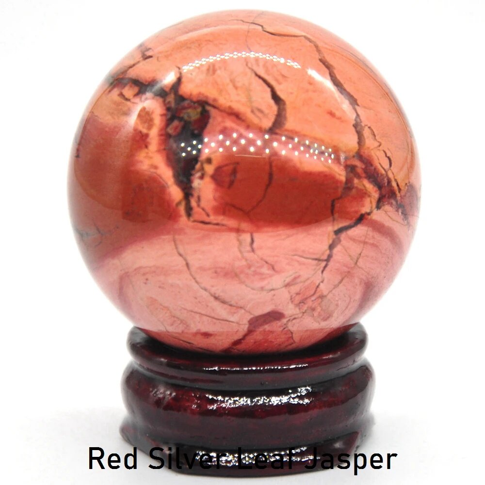 Сфера из драгоценных камней 40 мм Red Silver Leaf