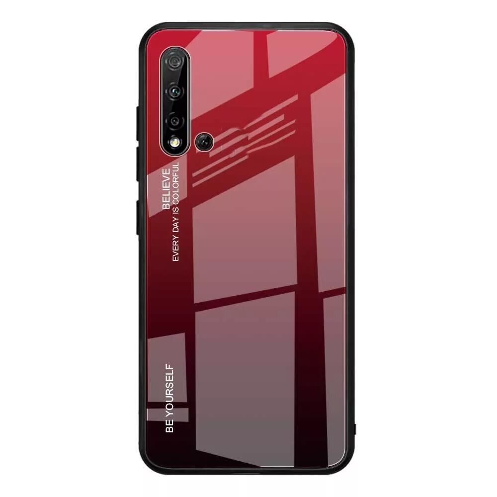 Чехол-бампер MyPads для Xiaomi Redmi Note 8T стеклянный из закаленного стекла с эффектом градиент зеркальный блестящий переливающийся красный