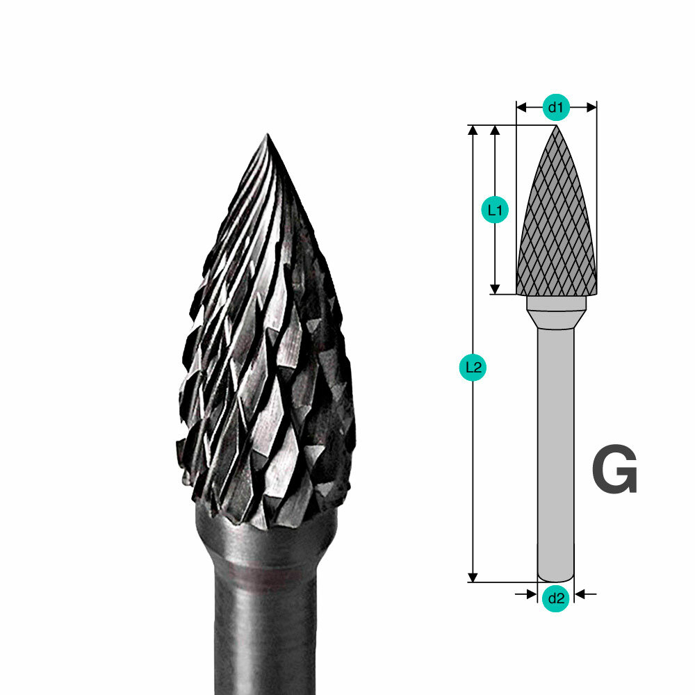 Бор-фреза твердосплавная по металлу (Сфероконическая с заостренным концом) G1020М06 TORGWIN T568766