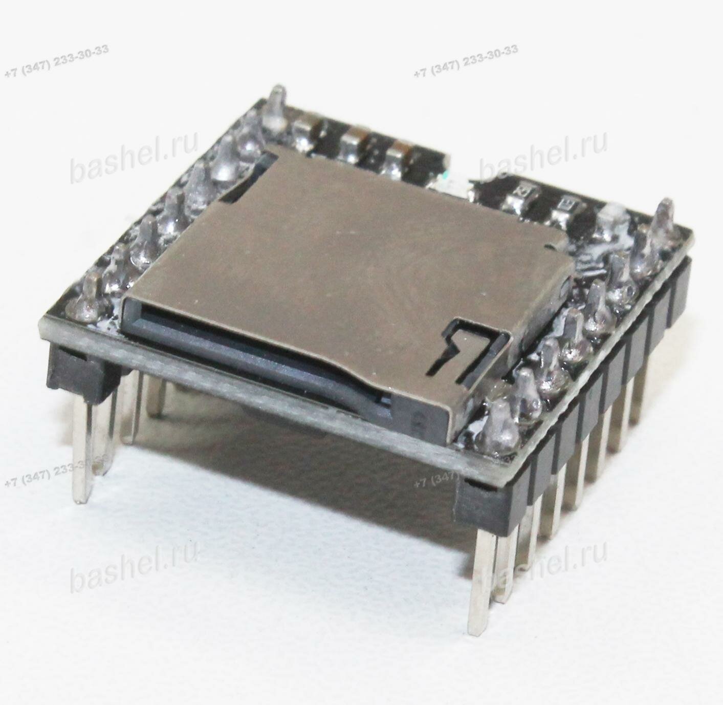 MP3/WMA DFPlayer, Звуковой модуль, 3.3-5В (Встр. услитель 3Вт, MP3, WAV, WMA: 8-48 кГц, FAT16/32 до 32Gb, упр. UART или