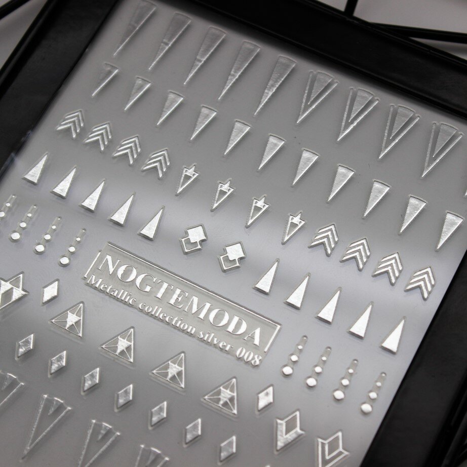 Наклейки Metallic Collection NogteModa №008 серебро (silver)
