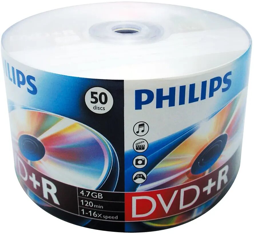 Диск DVD-R Philips 4.7Gb 16x Bulk (50 шт.) (DR4S6U50F/97)