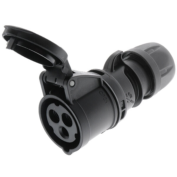 Розетка 213-6х Midnight кабельная 2Р+Е 16А 250В IP44 черная (PCE)