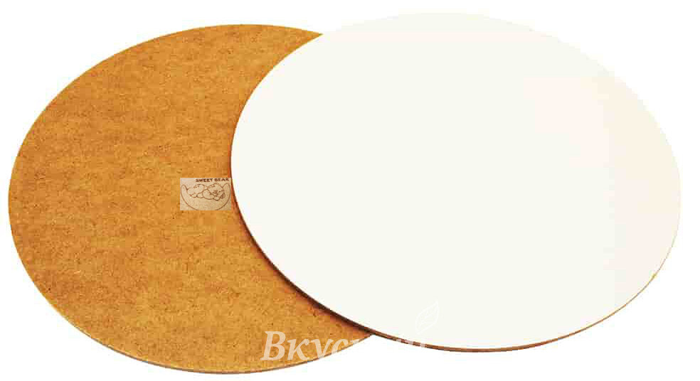 Подложка под торт усиленная 28 см. ламинированная белая Sweet bear, 3 мм. (Набор из 3 шт.)