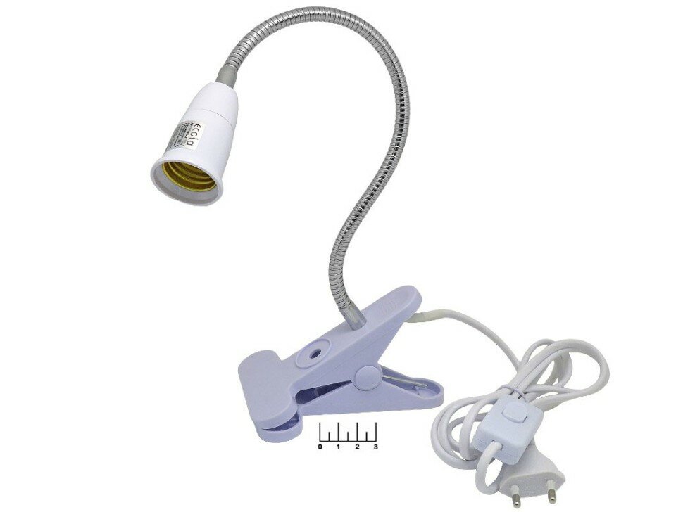 Светильник для лампы E27 на прищепке с выключателем APF7FWEAY Ecola (белый)