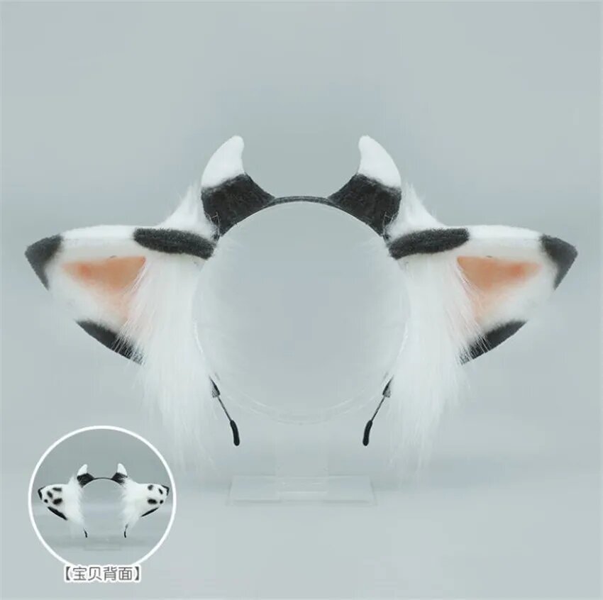 Пушистый ободок с ушками коровки C905 color 2