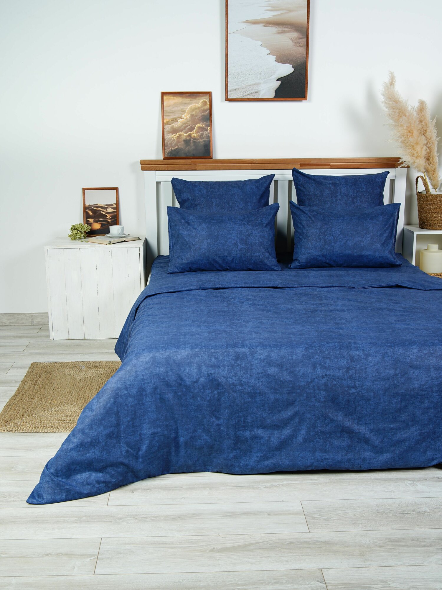 Постельное белье поплин 2-спальный Мерцана с Евро простыней на резинке 180*200 борт28 поплин хлопок 2 наволочки 50х70 см