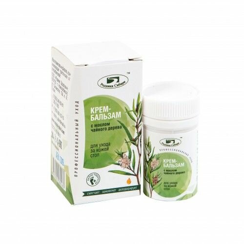 Крем-бальзам с маслом чайного дерева для ног противомикробный и противогрибковый натуральный на основе живицы от грибка зуда трещин и пота 20г