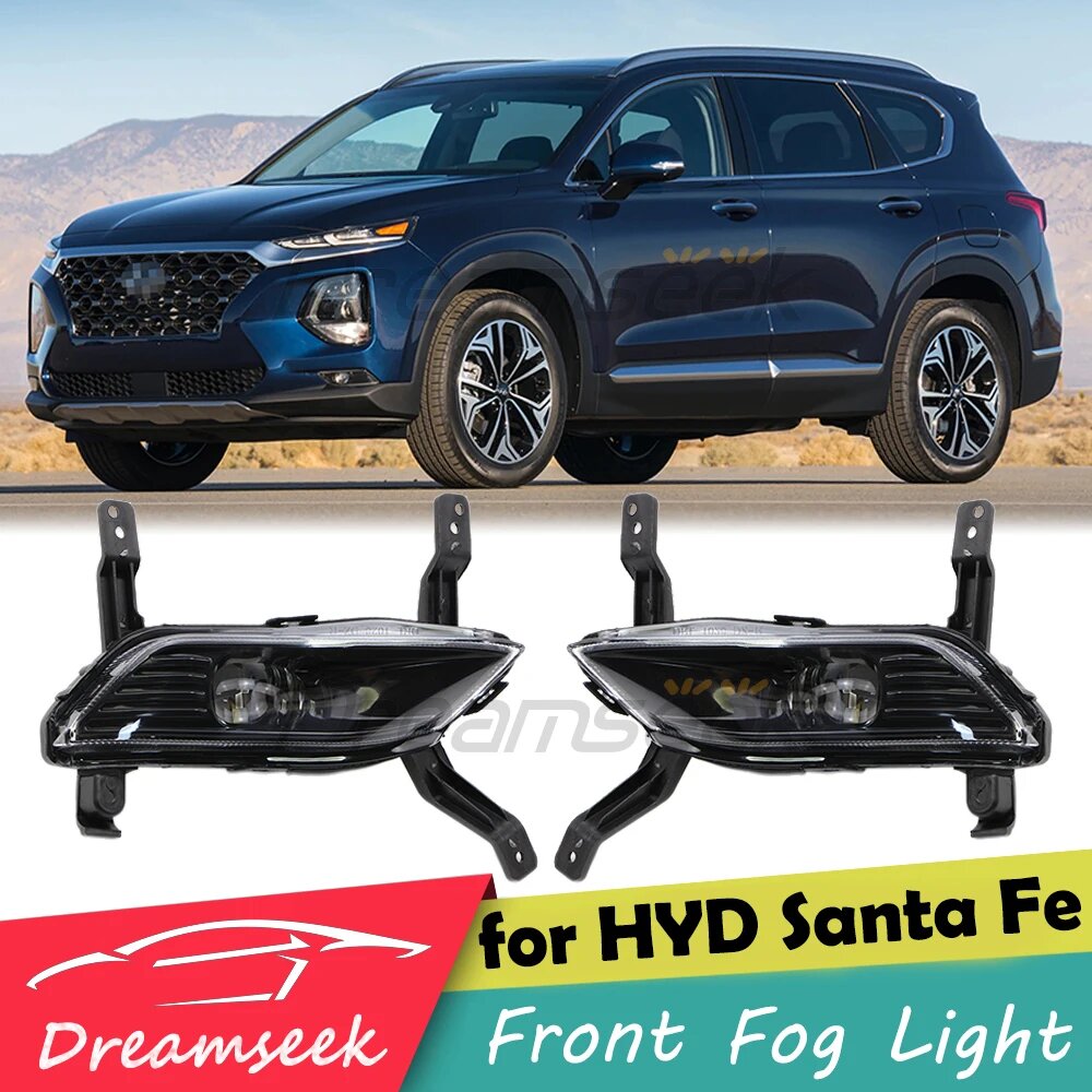 Светодиодный ные противотуманные фары, лампы дальнего света для Hyundai Santa Fe TM 2019 2020, передние противотуманные фасветильник с реле, зеркальные линзы