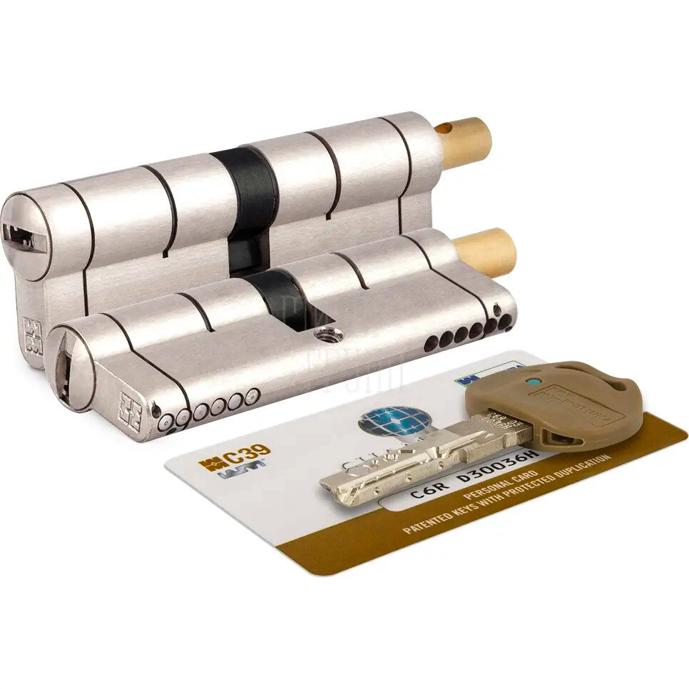 Цилиндровый механизм (личинка для корпусов замков, входных и межкомнатных) Mottura (Италия) ключ-короткий шток серии C39 никель 36/46