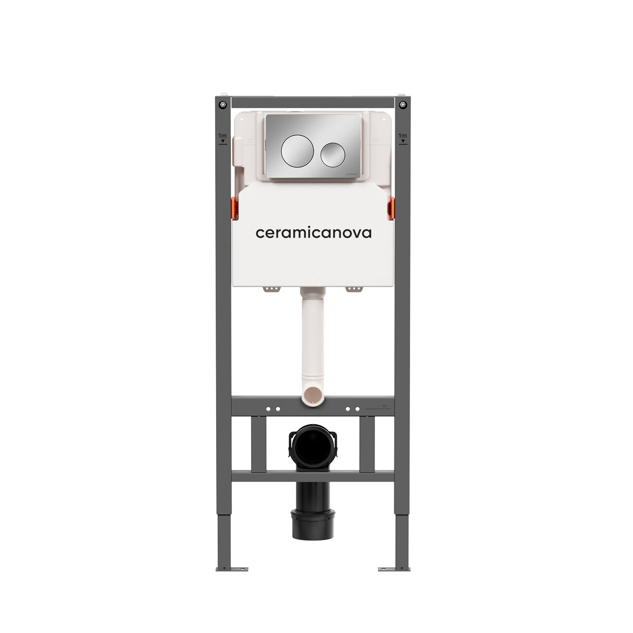 Система инсталляции для унитазов Ceramicanova Balance с кнопкой смыва Circle, цвет хром глянцевый, и креплениями, арт. CN121001CH