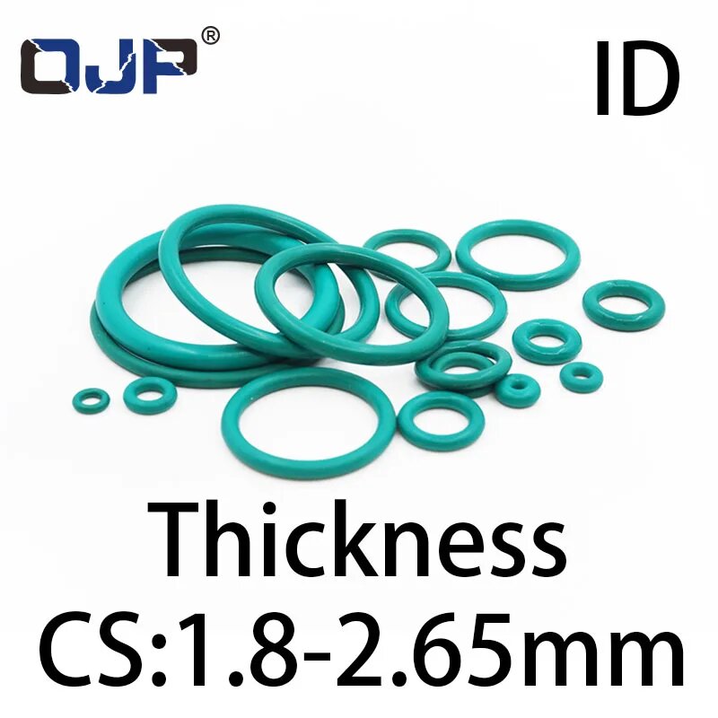 Толщина уплотнительного кольца 1,8/2,65 мм CS, фторкаучук, FKM, уплотнение, термостойкая прокладка, резиновое кольцо в комплекте с характеристиками.-