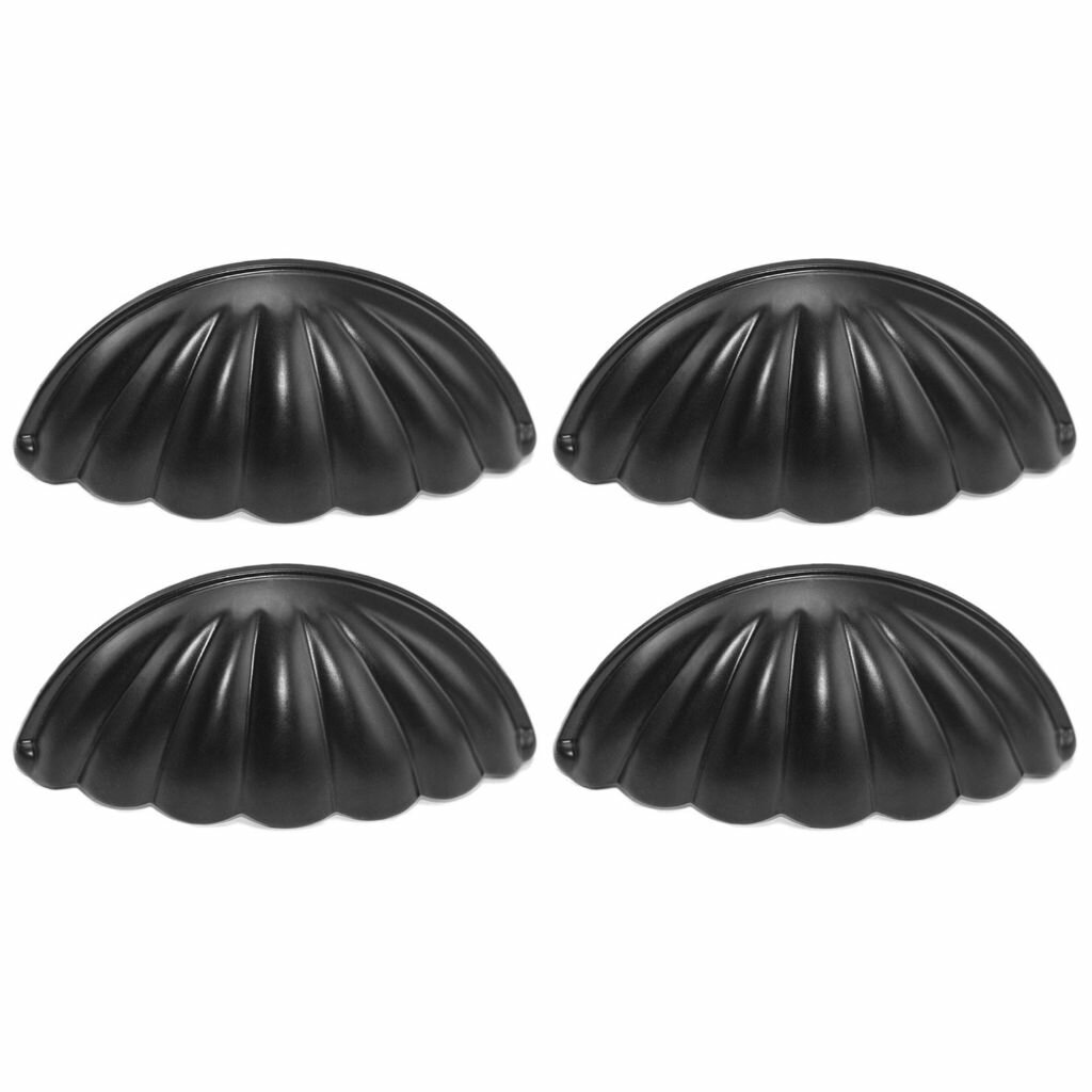 Аппаратные средства+1 комплект из 4 ручек для выдвижных ящиков шкафа в форме раковины-черный