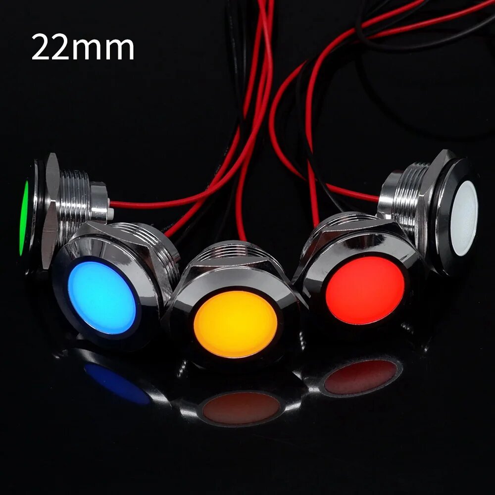 Металлический светодиодный индикатор PRONCH красный/синий Blue 1pcs, 22mm, 110-220V