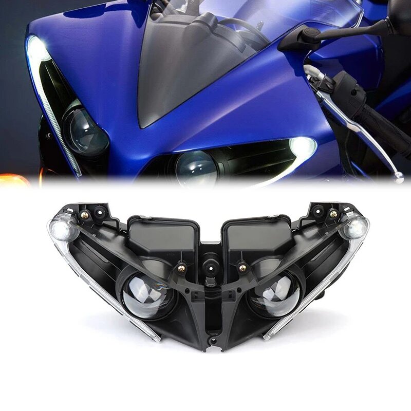 Черная передняя фара мотоцикла, фара в сборе для Yamaha YZF-R1 YZF R1 2012 2013 2014