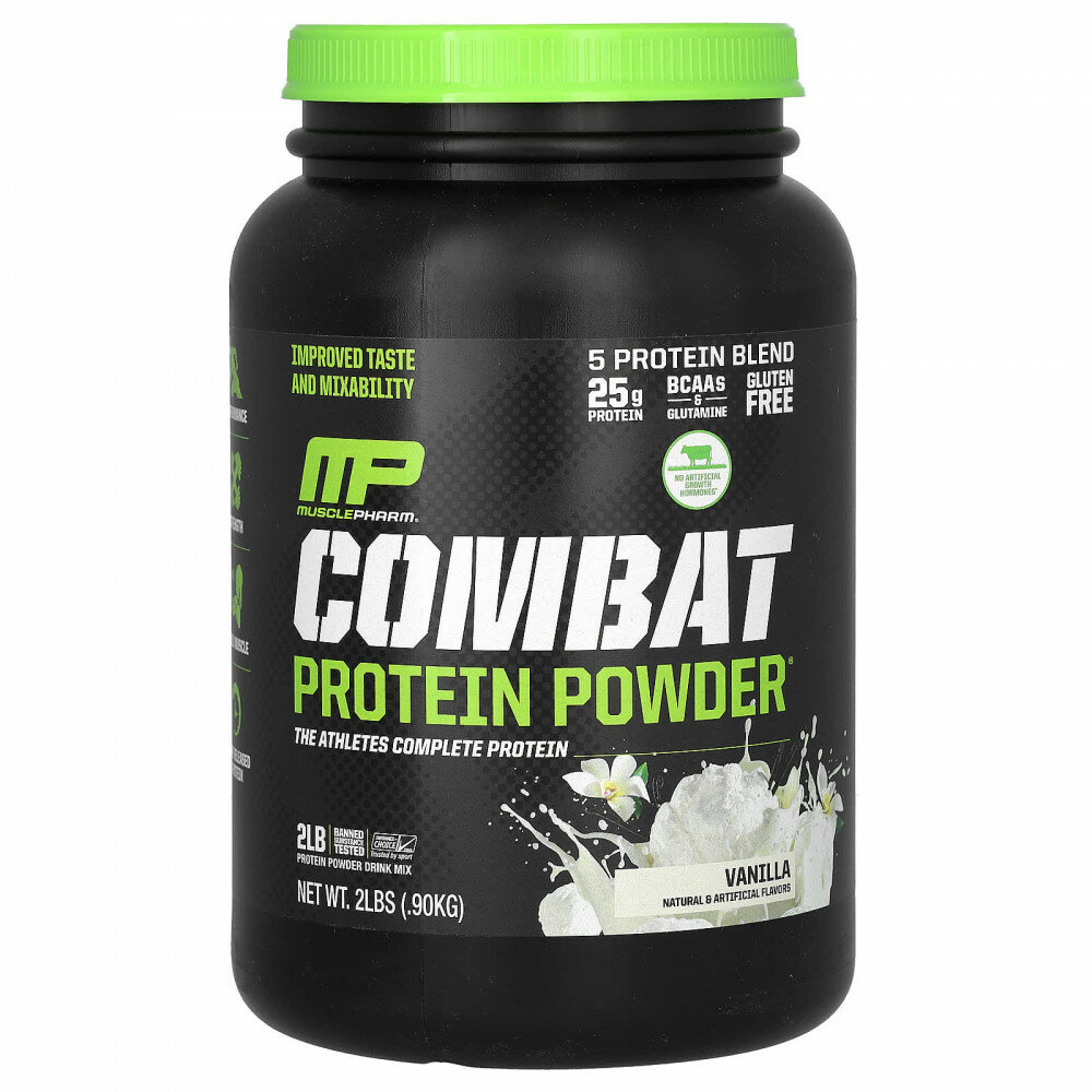 MusclePharm, Combat®, протеиновый порошок, ванильное мороженое, 900 г (2 фунта)