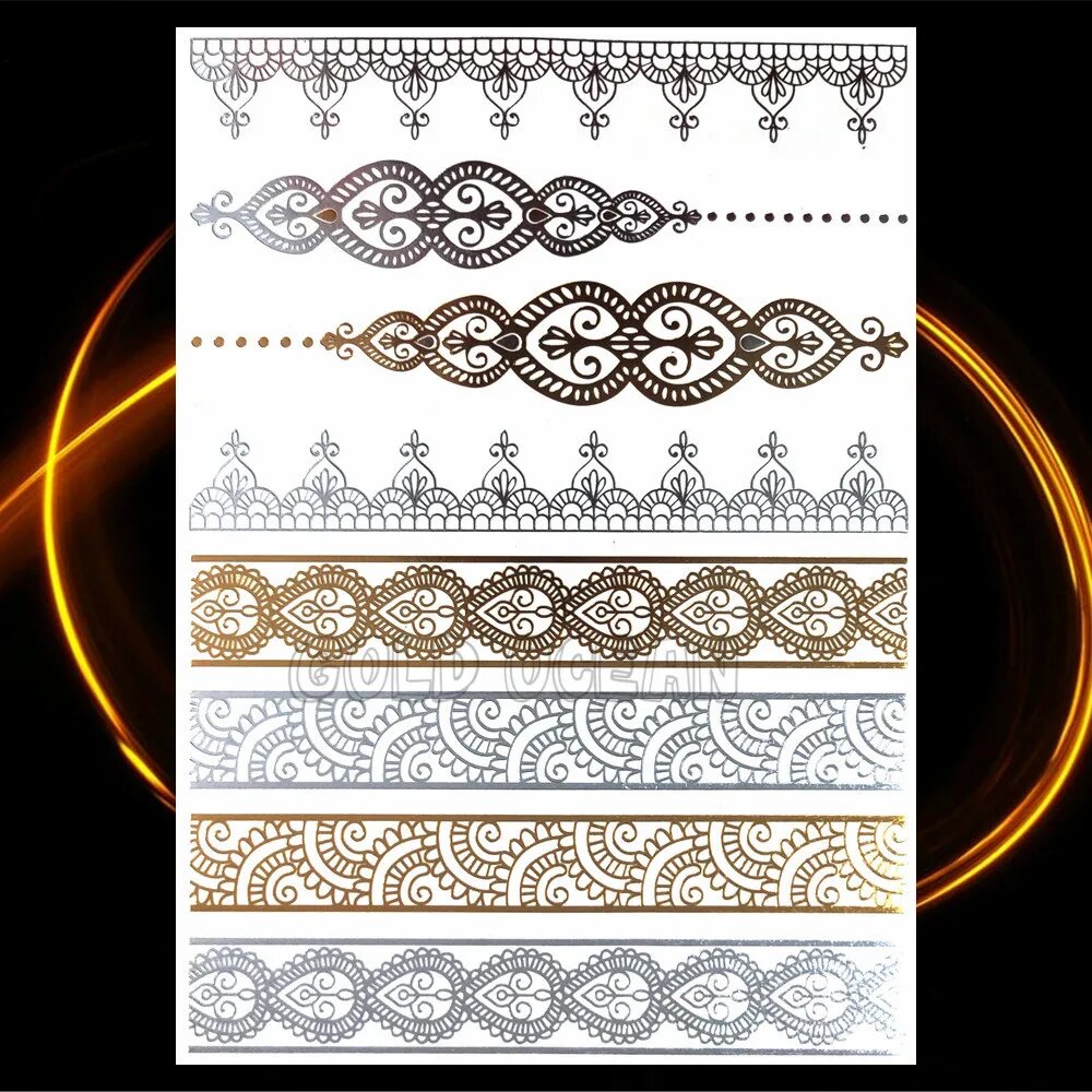 Золотой металлический браслет для девочки, временная татуировка с листьями HYH034