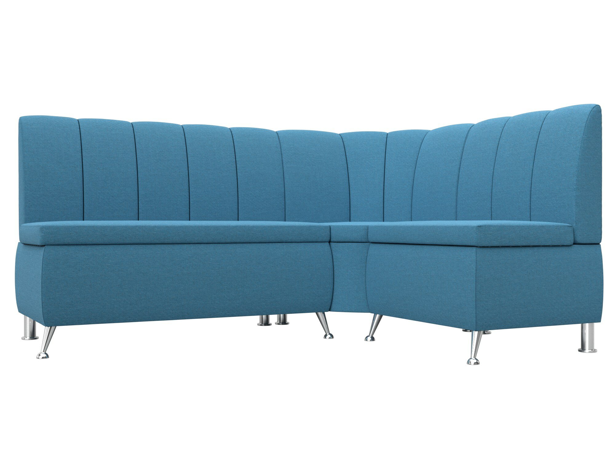 Диван кухонный угловой Кантри, правый угол, 4-местный, размер: 170x88х133см, Рогожка, Амур 10 голубой