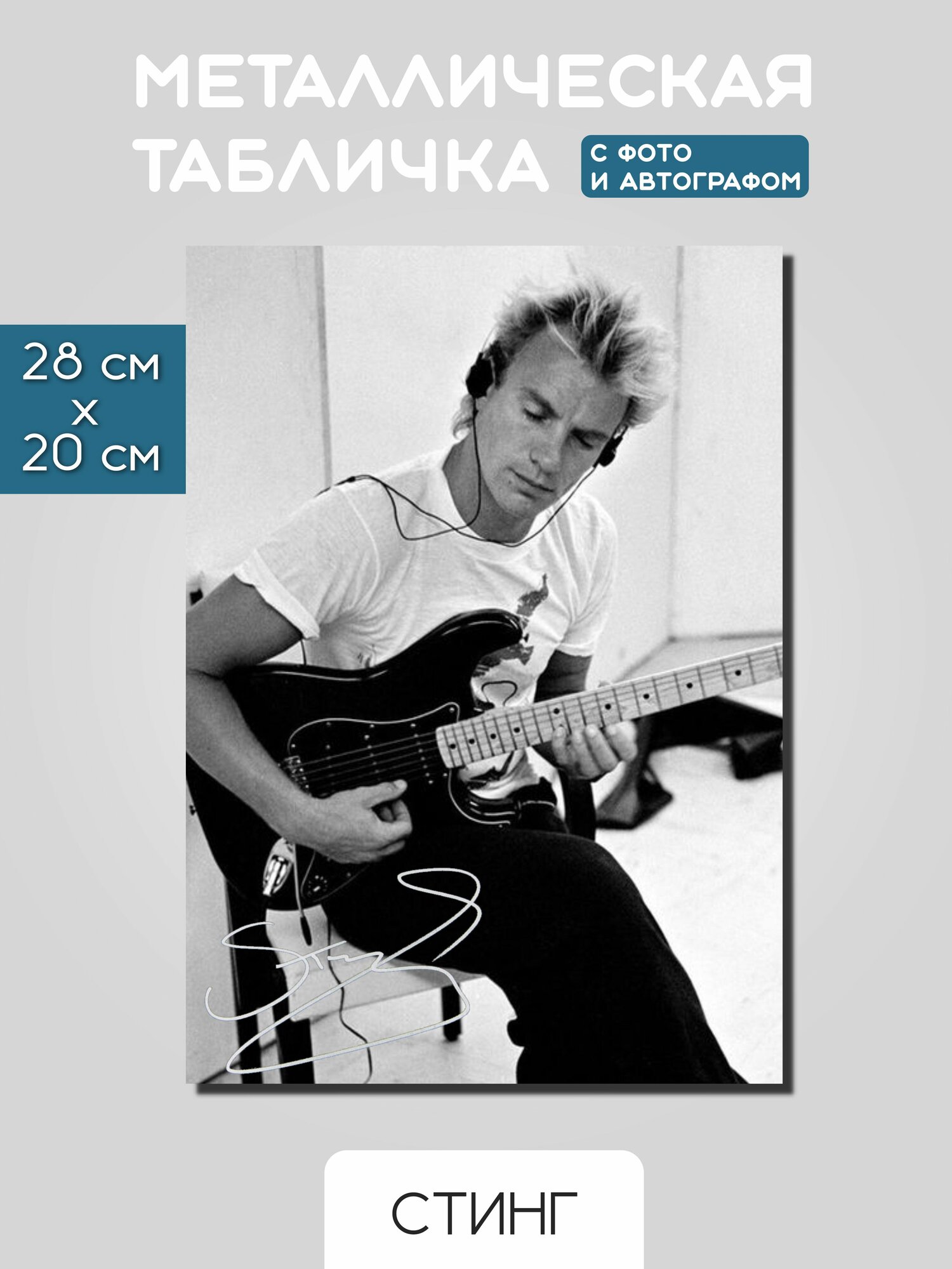 Фото и автограф на металле Стинг