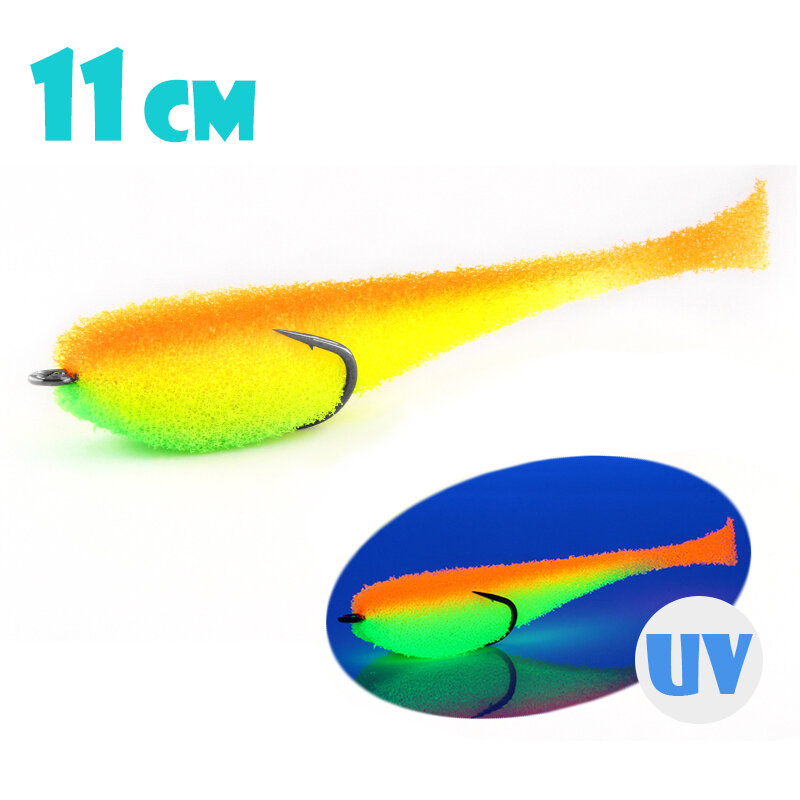 Поролоновая Рыбка Мормыш с Поджатым Двойником 11cm #12 (3 шт.)