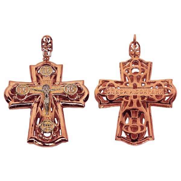 Крестик, серебро, 925 проба, золочение