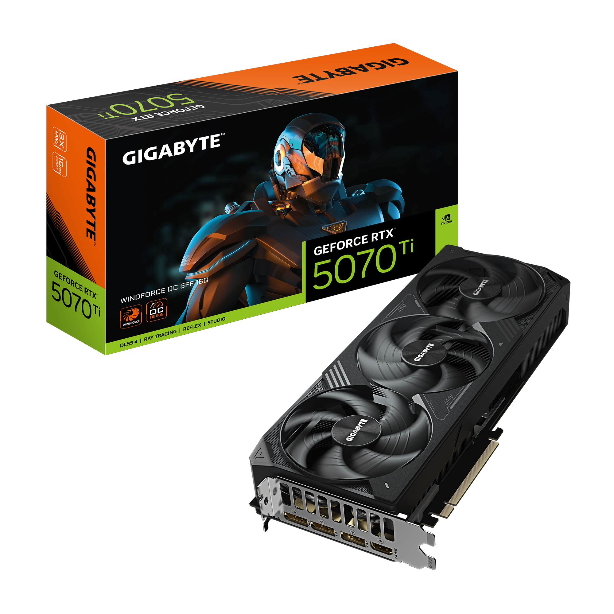 Видеокарта Gigabyte RTX5070Ti WINDFORCE OC SFF уц-2 16GB GDDR7 256bit 3xDP HDMI 3FAN RTL