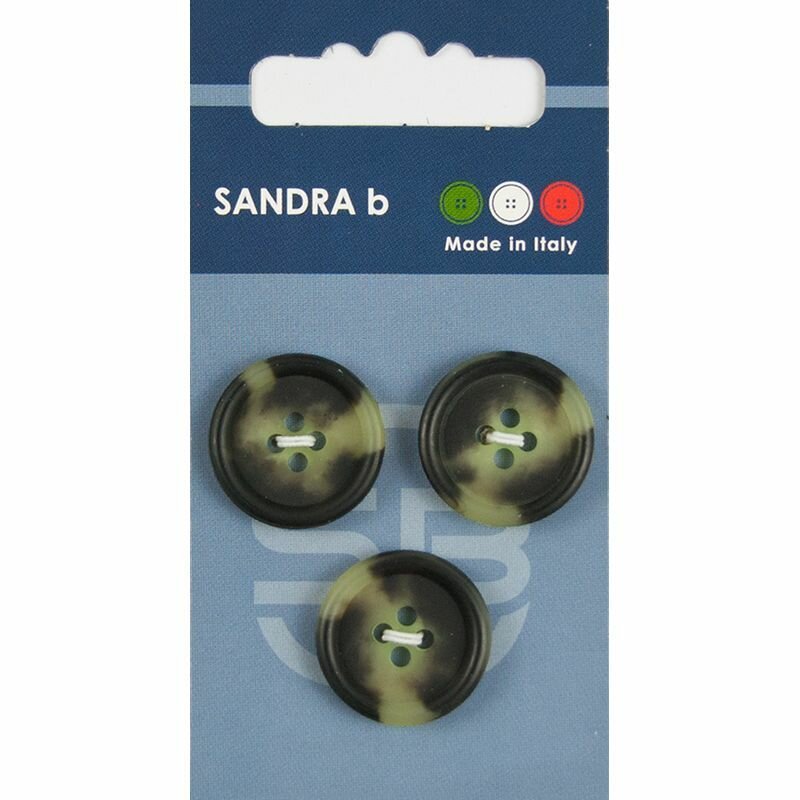 Пуговицы Sandra b Темно-зеленые, 4 отверстия, 3 шт