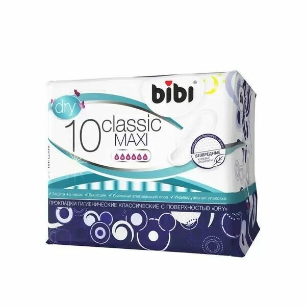 Прокладки женские Bibi Classic Maxi Dry, 10 шт