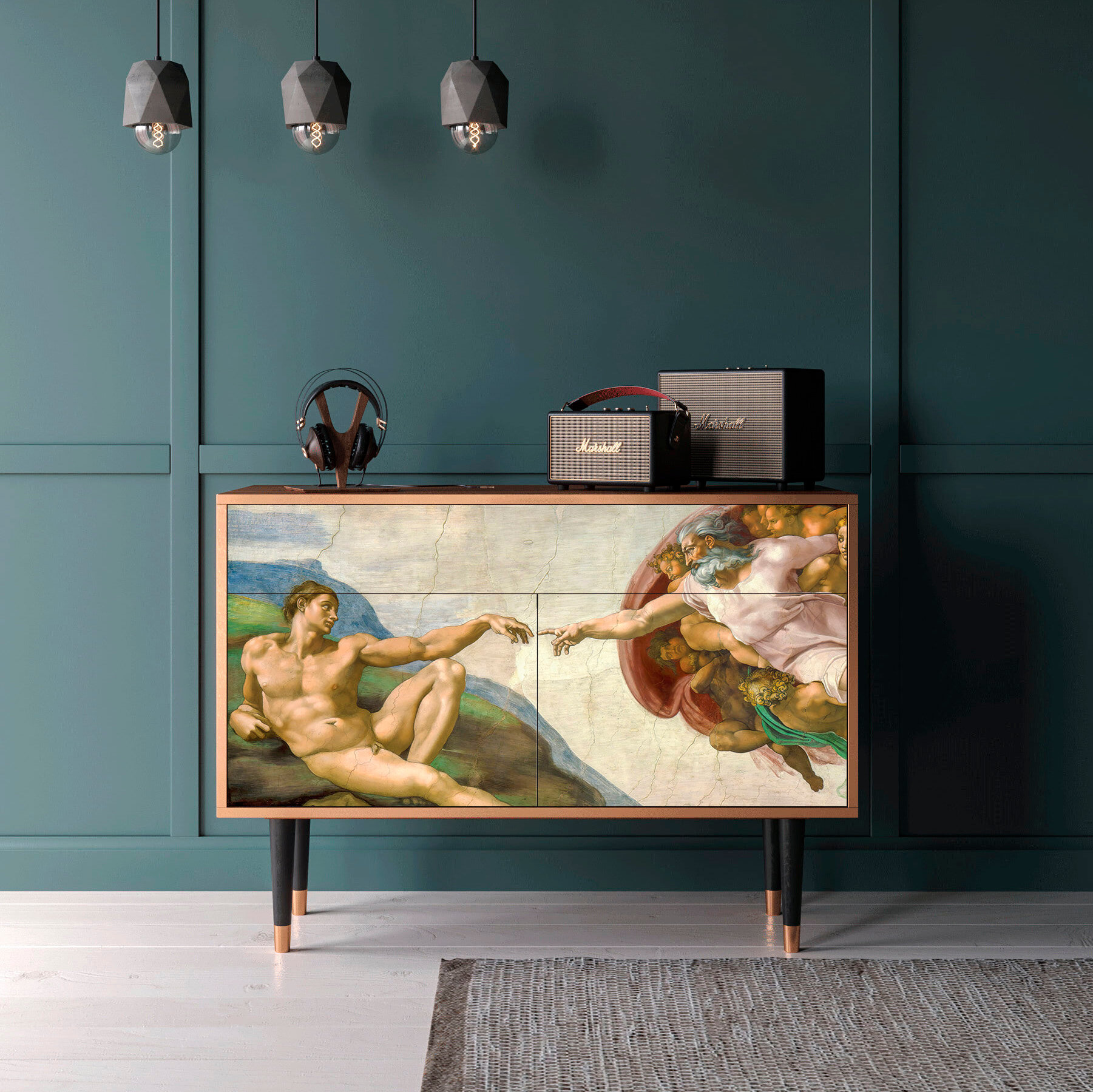 Комод - STORYZ - BS4 The Creation of Adam by Michelangelo, Размер - 115 x 85 x 48 см, Цвет корпуса - Орех