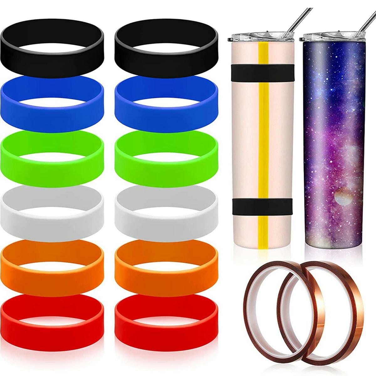 XHHDQES 12 шт. силиконовых лент для сублимационного стакана, держателя бумаги для сублимационной печати, кольцевых лент