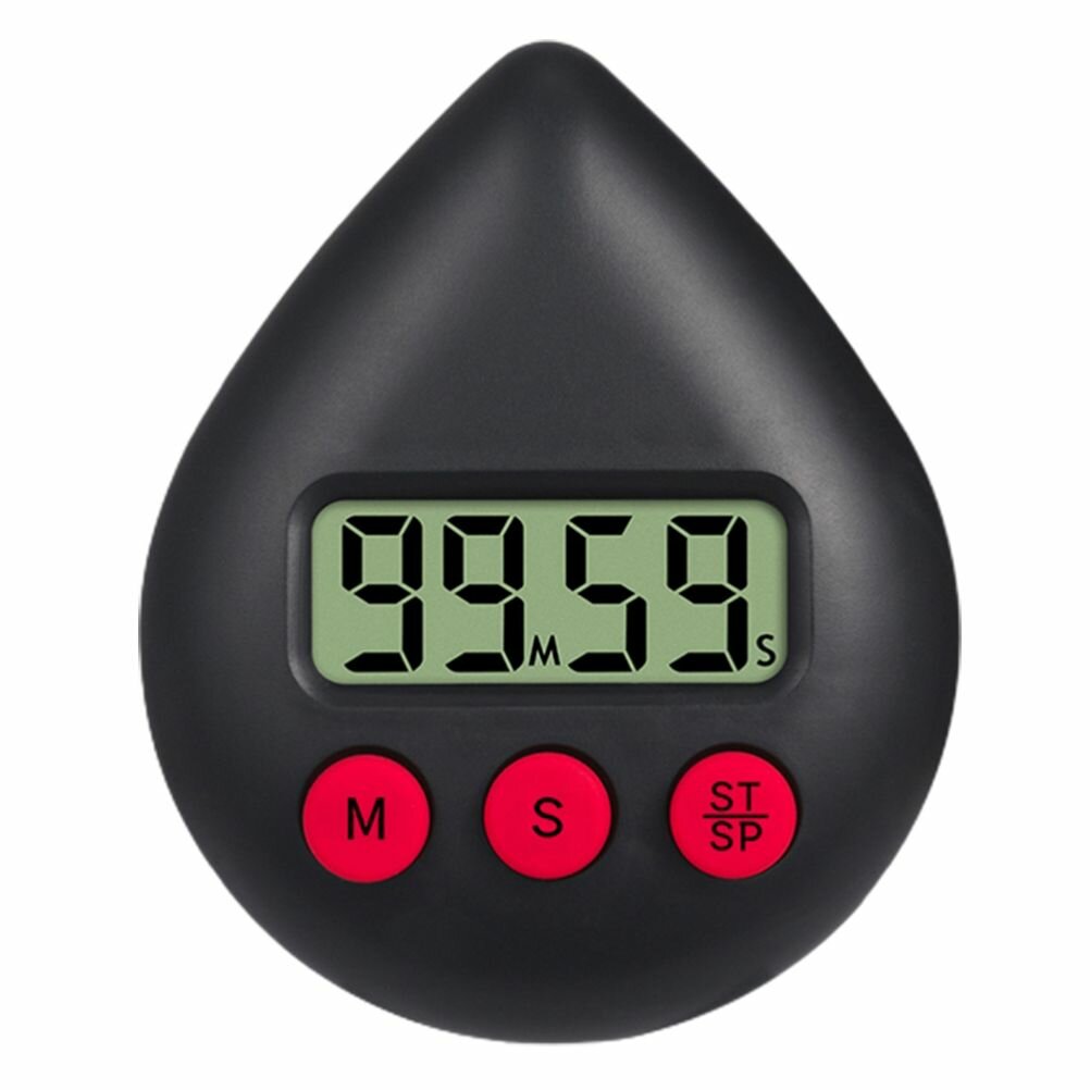 Цифровой черный таймер для ванной комнаты с каплями воды, простой в эксплуатации, портативный таймер для приготовления пищи на 60 секунд, для душа, для кухни