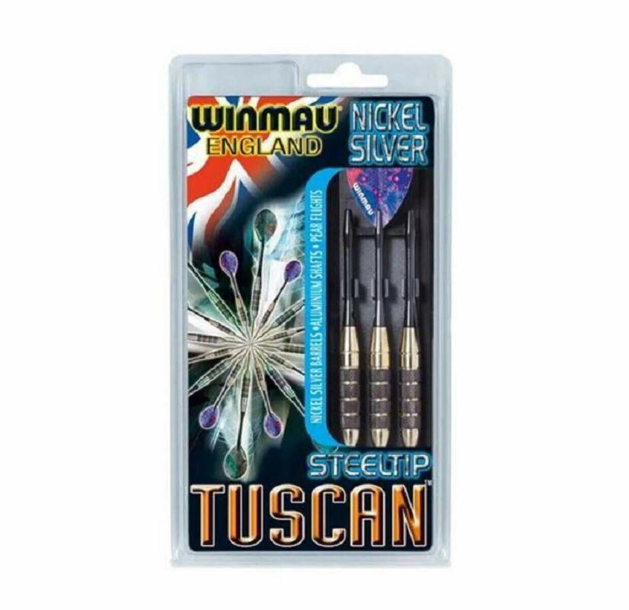 Дротики для дартс Winmau Tuscan 23 г, латунь, никель с кейсом