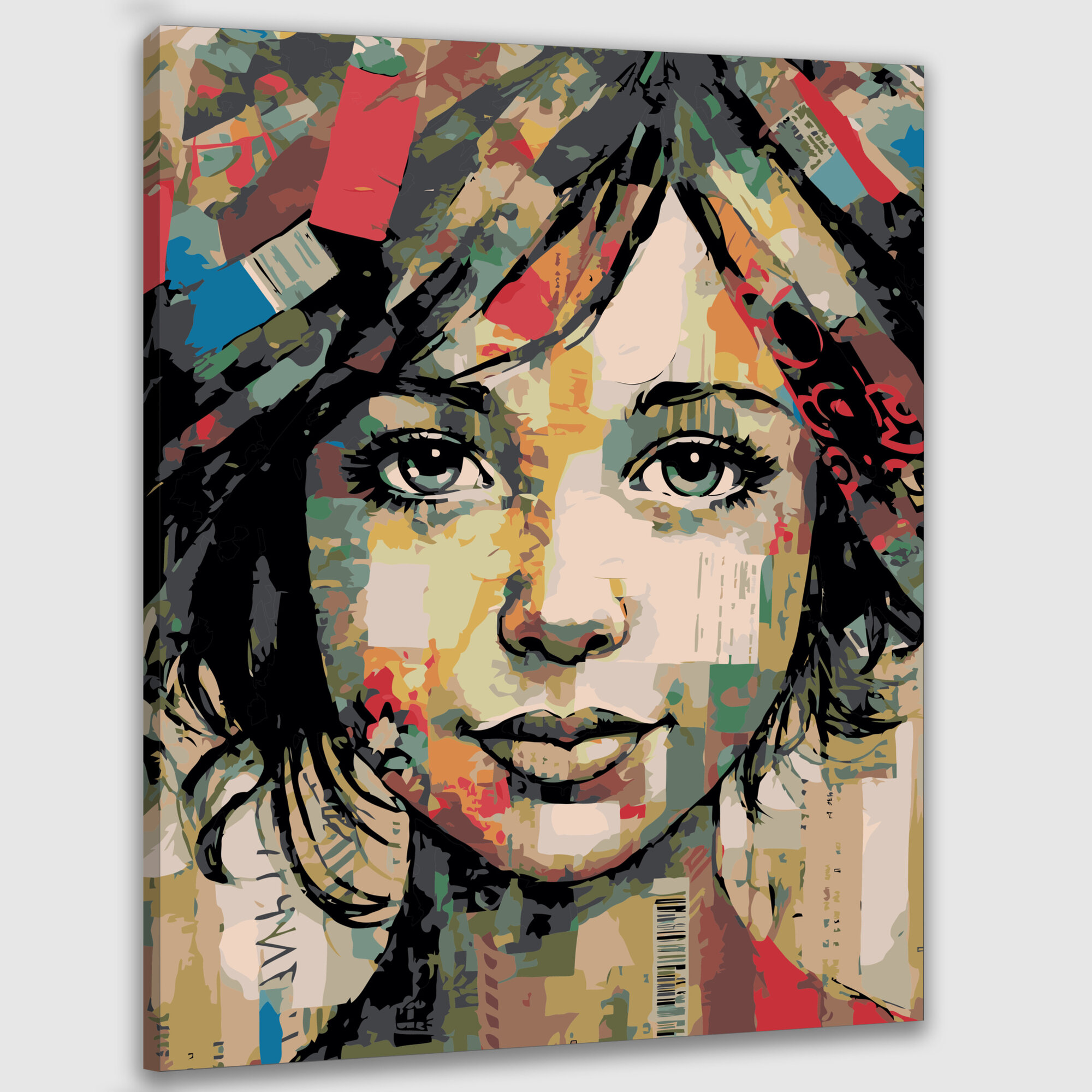 Картина по номерам 40x50 см, картина, искусство, смешанная техника, лицо девушки, улыбка, крупный план, коллаж