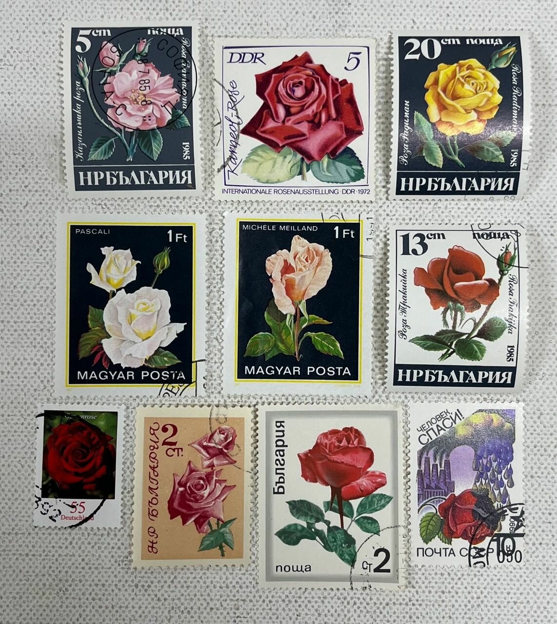 10 Марок виды Роз , разных стран