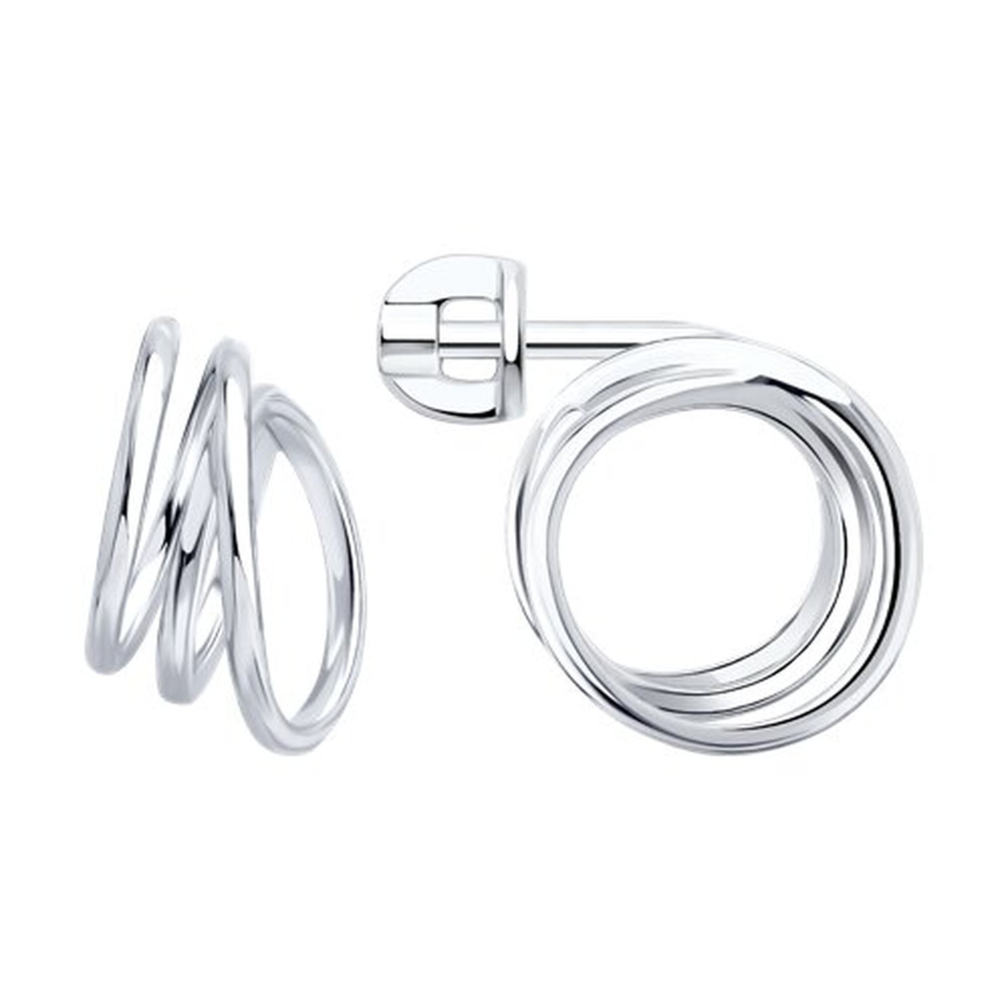 Серьги пусеты, серебро, 925 проба, родирование