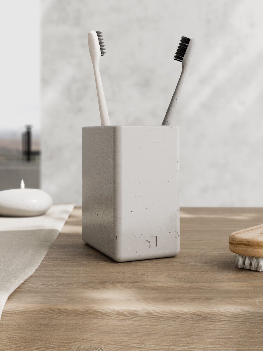 Органайзер для ванной комнаты, стакан для зубных щеток в дом, держатель кисточек и расчесок Oxford серый глянцевый.