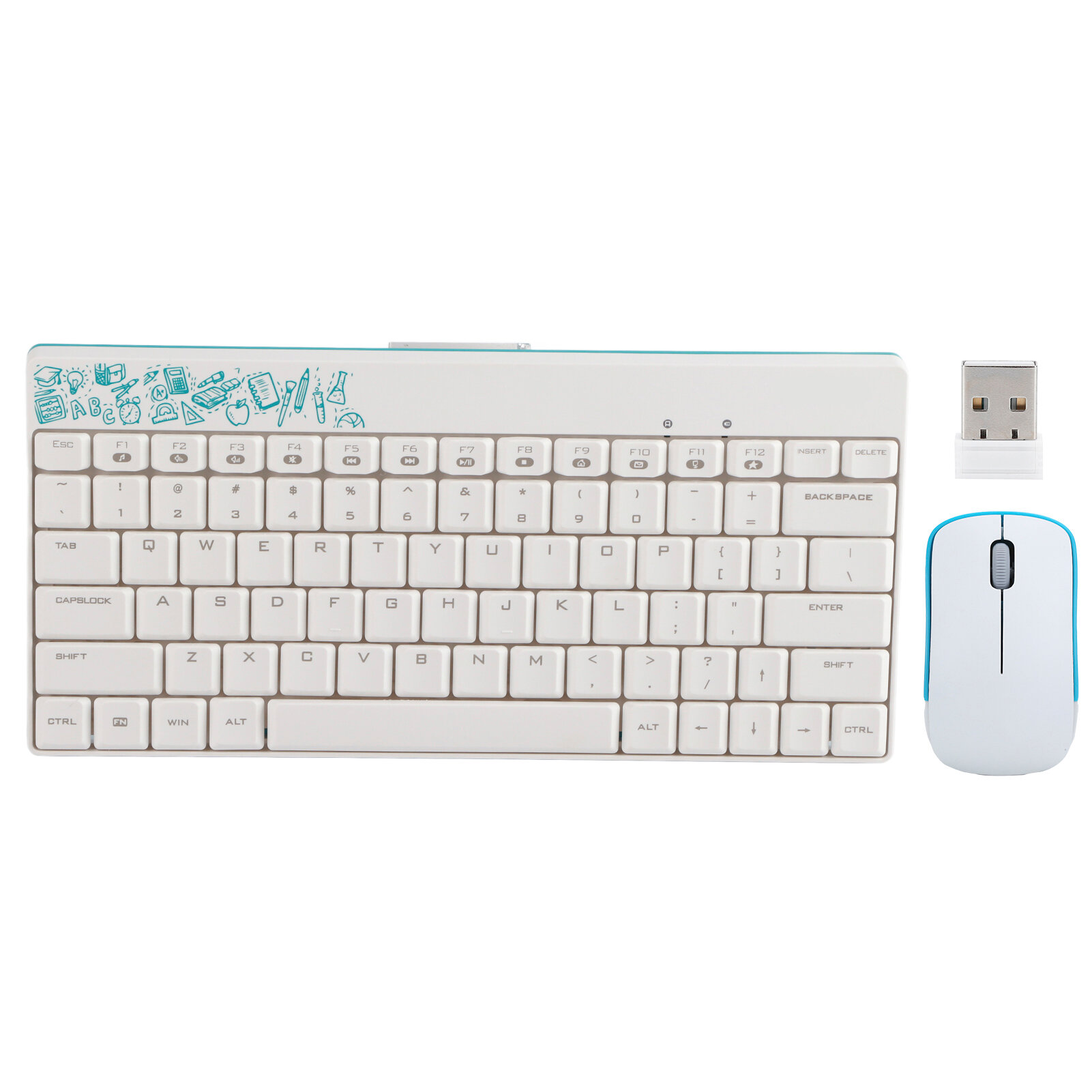 Набор клавиатуры и мыши Беспроводной переносной комбинированный мини-ультратонкий бесшумный 2,4 ГГц для портативных ПК X210White