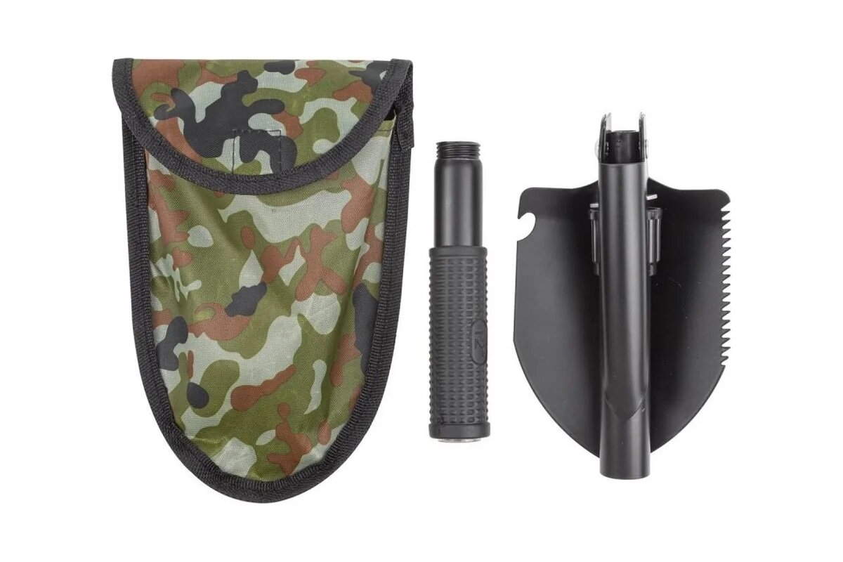 Лопата складная многофункциональная (+компас, пила, открывашка, кирка) WMC TOOLS, в чехле