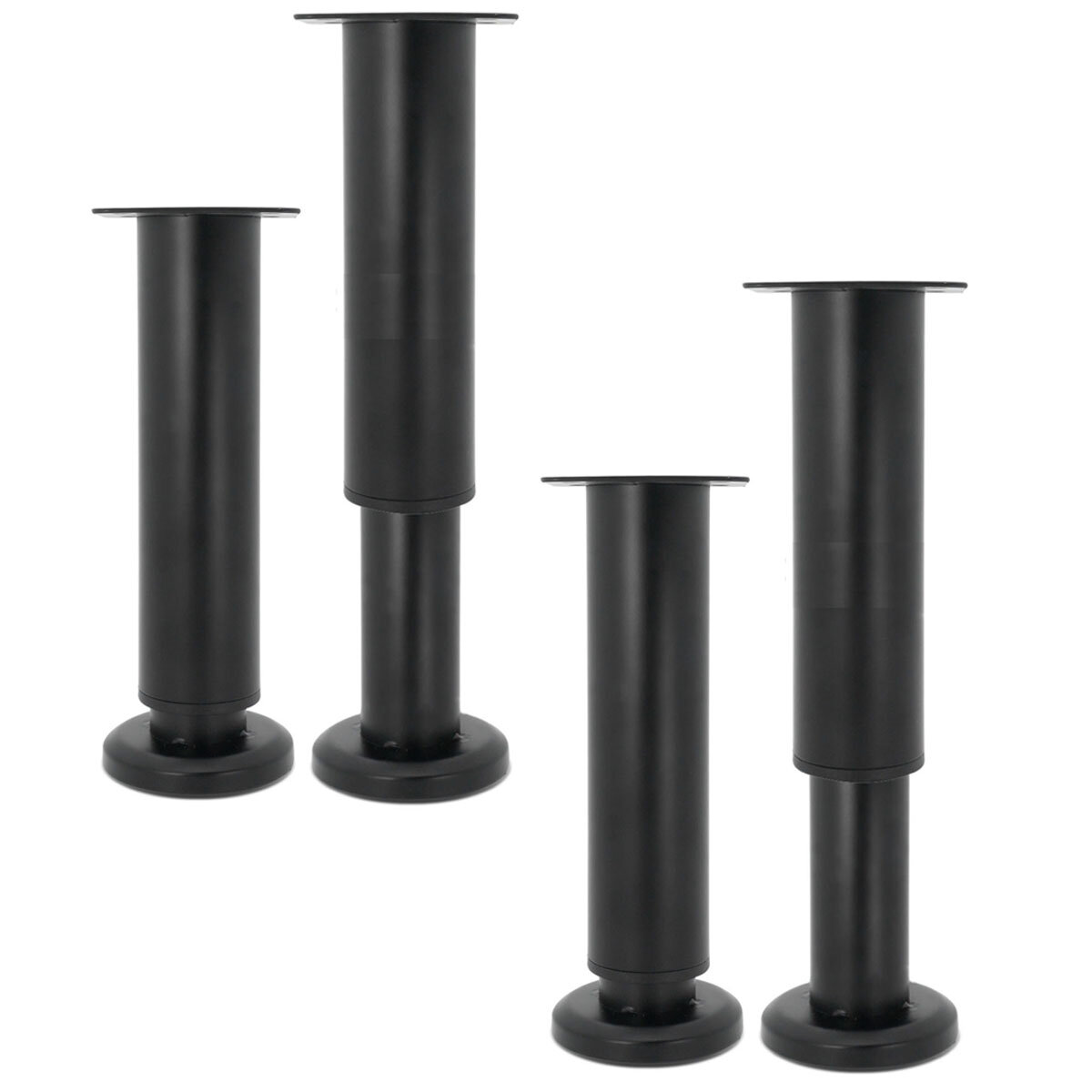 Набор из 4 шт. ножек для мебели регулируемых круглых ножек для стола с эффектом нержавеющей стали мatted ножек для шкафов поднятых ножек для кухонной мебели ножек для дивана ножек для кровати черного цвета (Размер: 18-30см)