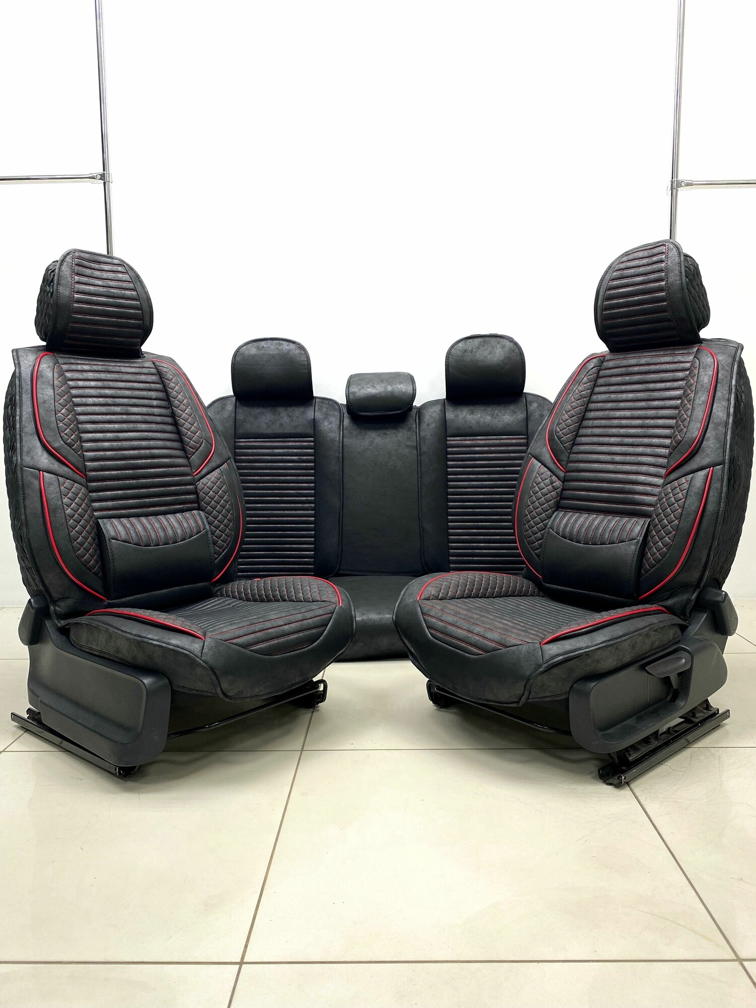 Автомобильные чехлы на сиденья, 5D нубук, комплект на весь салон с боковыми поддержками и поясничным упором