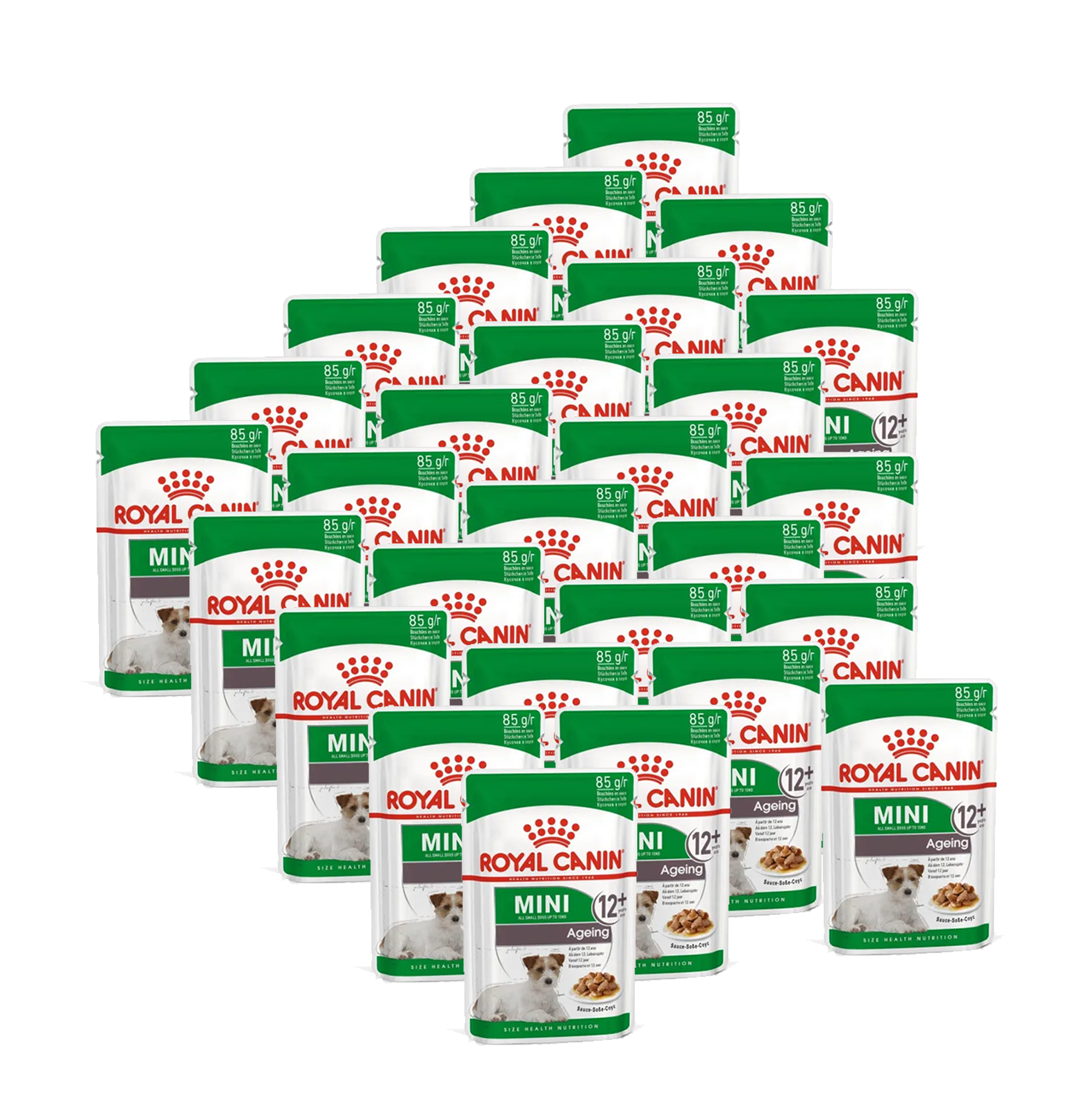 Royal Canin Mini Aging 12+ влажный корм для пожилых собак мелких пород старше 12 лет, кусочки в соусе, в паучах - 85 г x 28 шт.