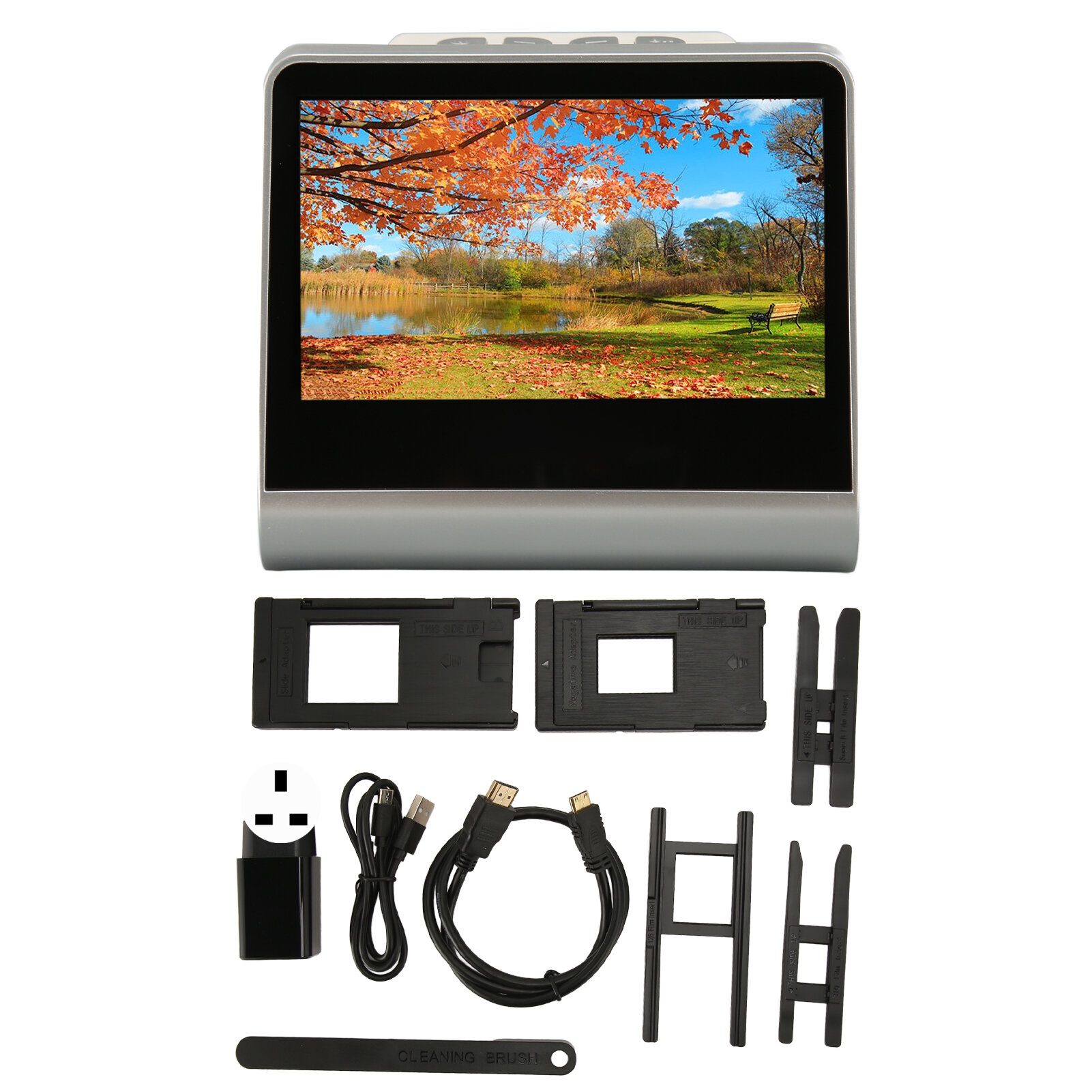 Сканер пленки 5-дюймовый цветной HD-экран 14MP 22MP JPEG NTSC PAL Порт USB C Mini HD Слайд-сканер для ноутбука, 100‑240 В, британская вилка