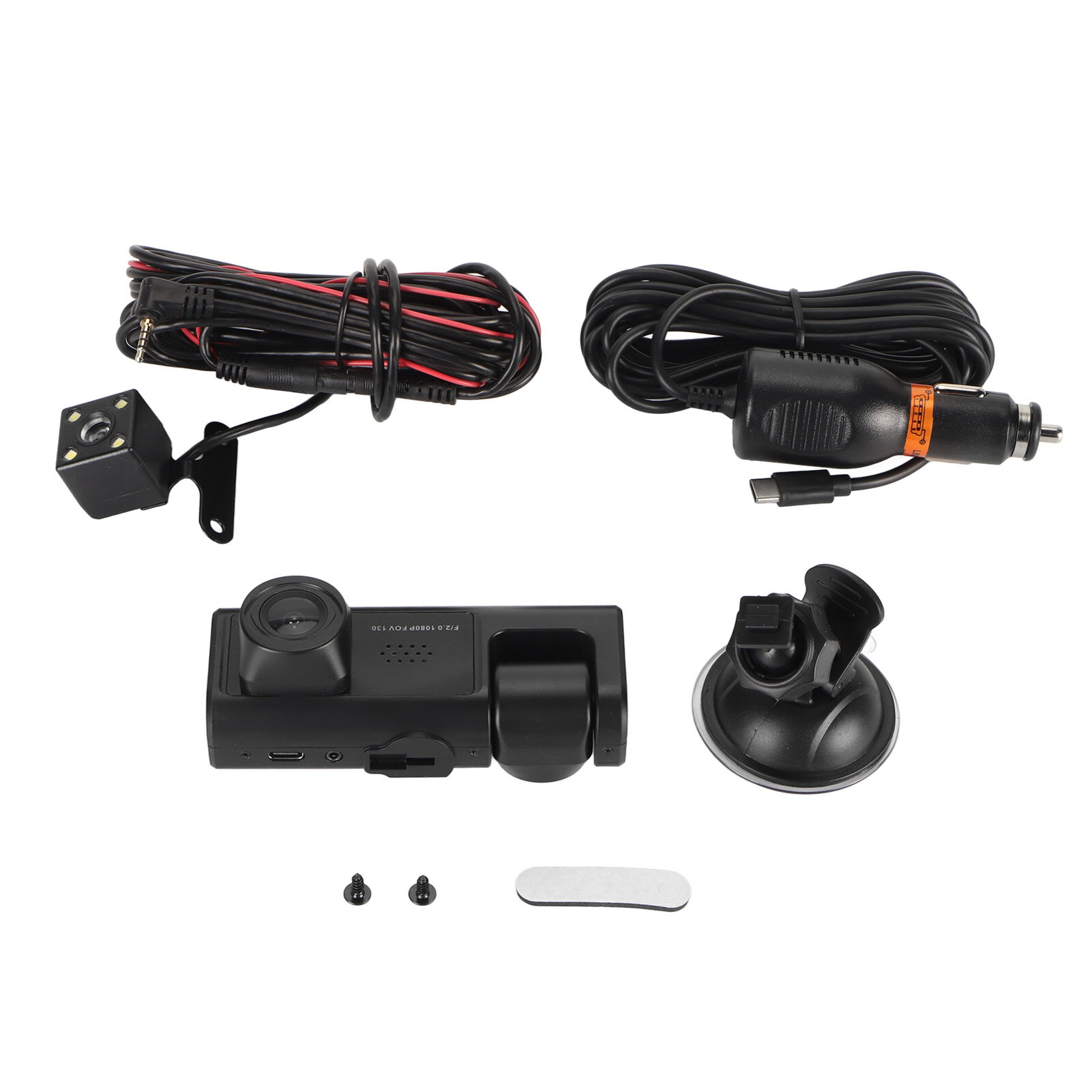 Видеорегистратор 3-канальный, 2-дюймовый IPS-экран, широкоугольный объектив 170°, WDR, ночное видение, Wi-Fi, автомобильный.