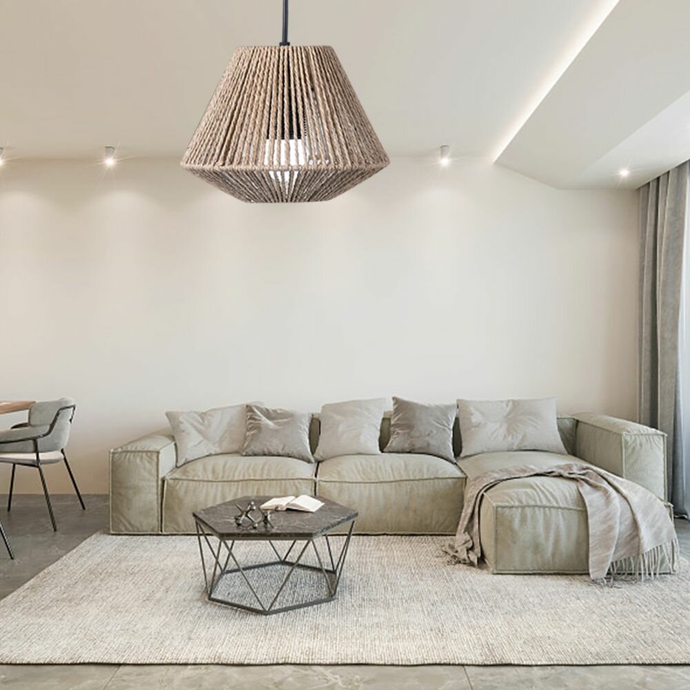 Ручная работа: абажур для люстры из бумажного шнура в стиле ротанга