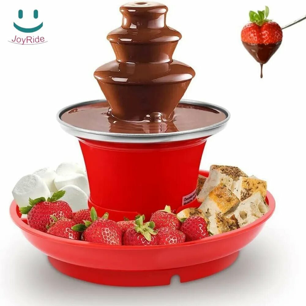Шоколадный фонтан, настольный, 3 слоя, пластик, мощность 35Вт, цвет красный