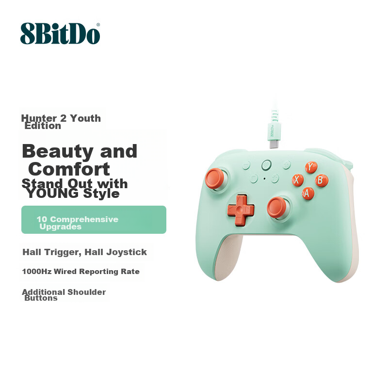 Геймпад 8BitDo 82CD03D совместимый с Android, ПК, cyan orange
