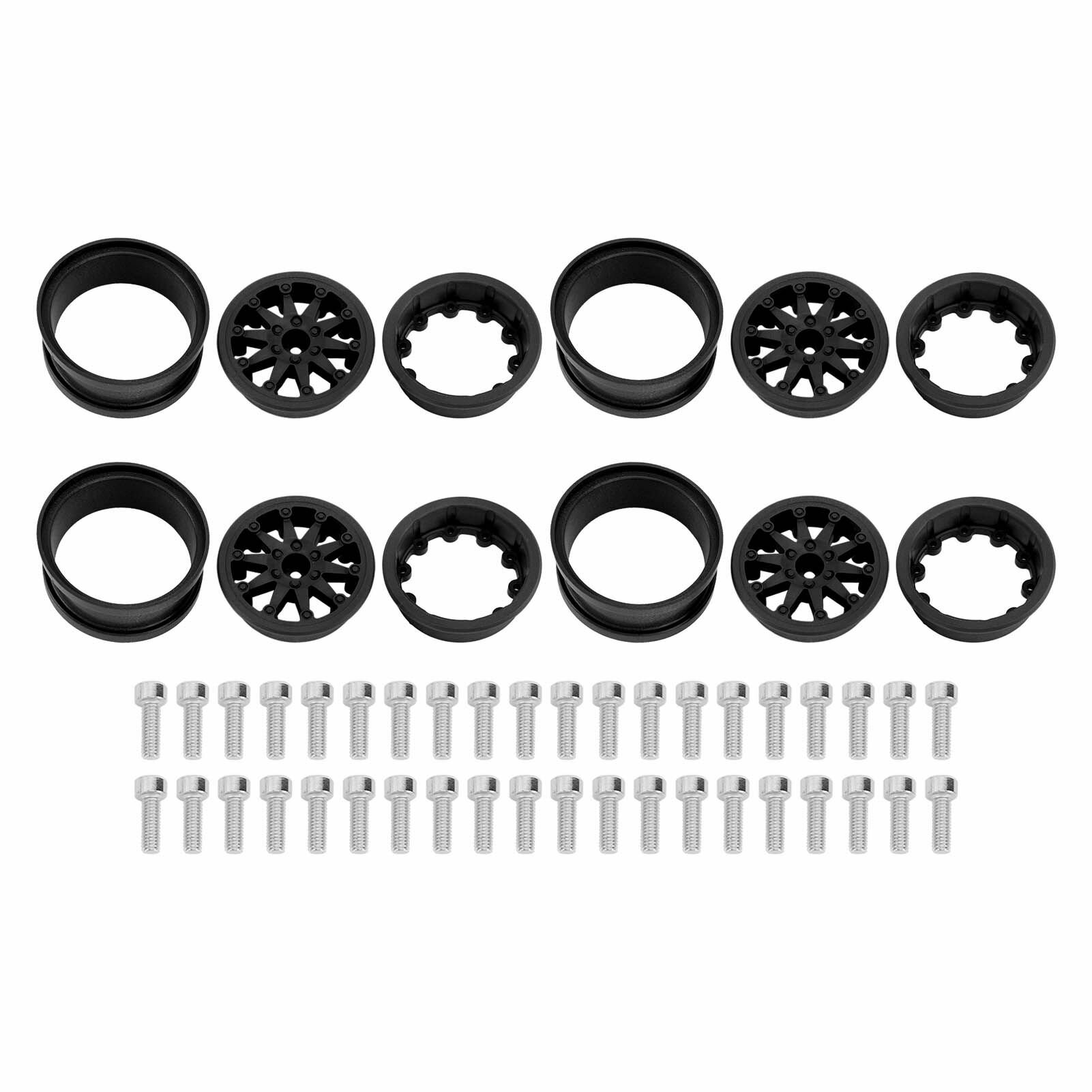 4 комплекта, 2,2-дюймовый обод колеса, нейлоновый обод колеса радиоуправляемого автомобиля для Axial SCX10 Wraith RR10 1/10 RC Cars Black